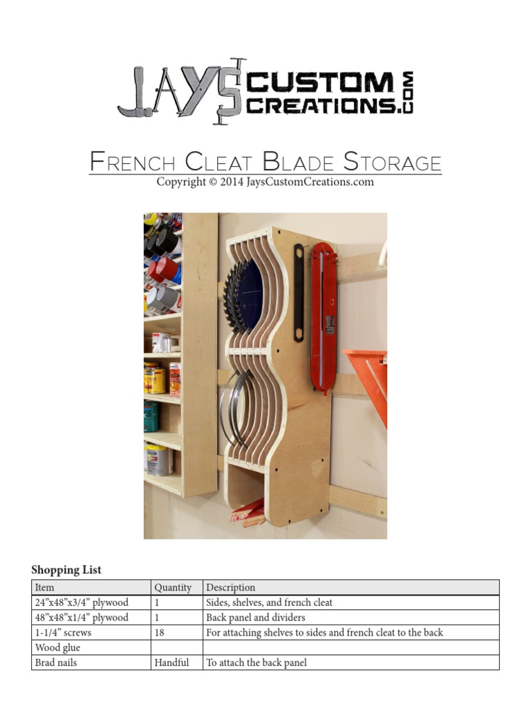 French Cleat Saw Blade Storage | PDF