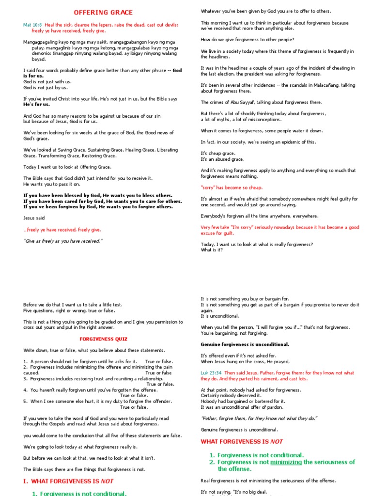 Offering Grace | PDF | Forgiveness | Jesus