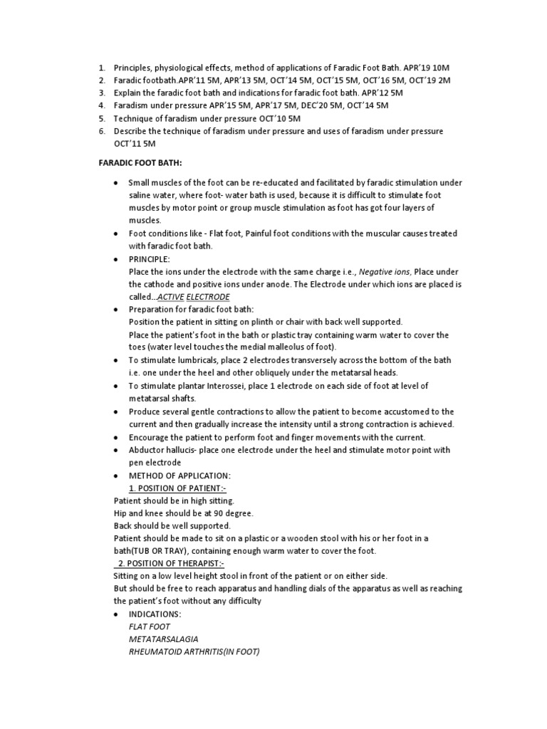 Faradic Foot Bath & Faradism Under Pressure | PDF | Foot | Human Leg