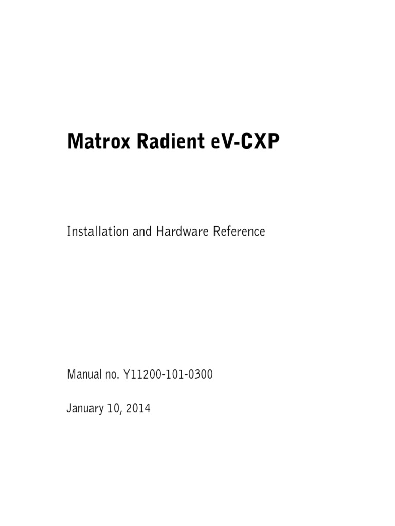 Matrox Radient eV-CXP: Installation and Hardware Reference | PDF ...