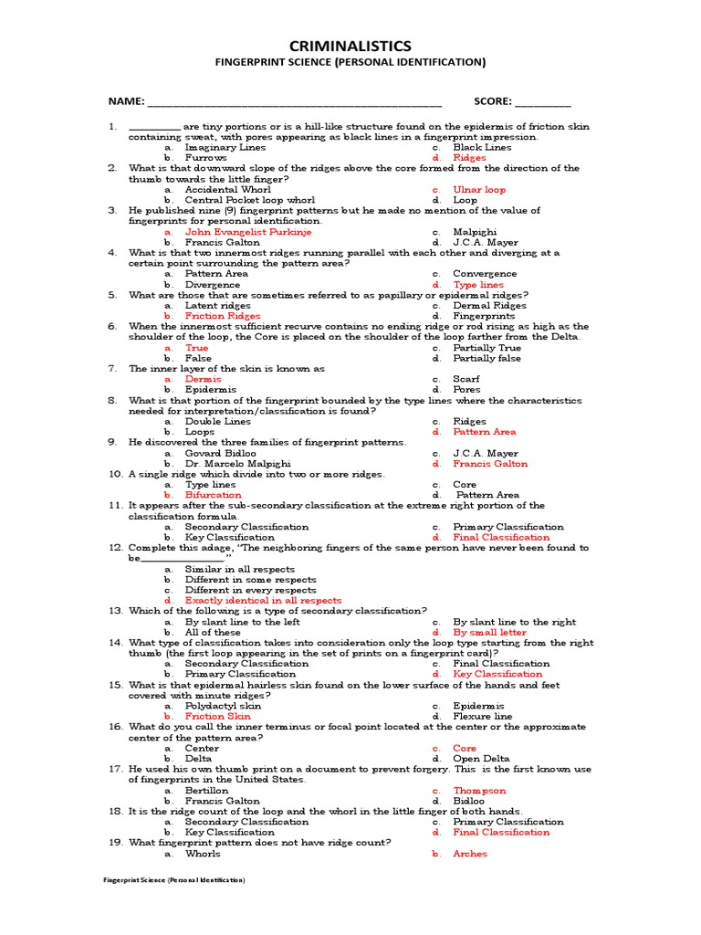 Forensic 1 Fingerprint | PDF | Fingerprint | Hand