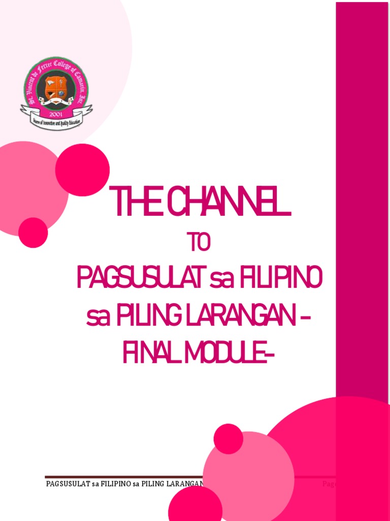 Pagsusulat Sa Filipino Sa Piling Larangan Final Module | PDF