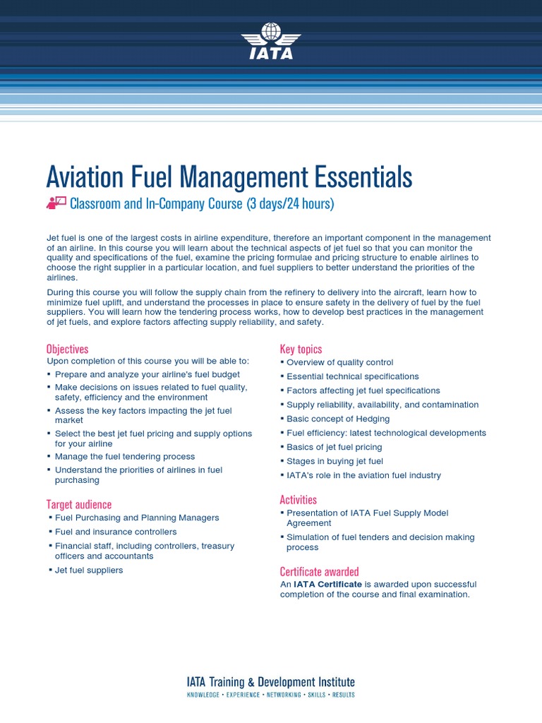 Aviation Fuel Management Essentials Course | PDF | Procurement | Supply ...