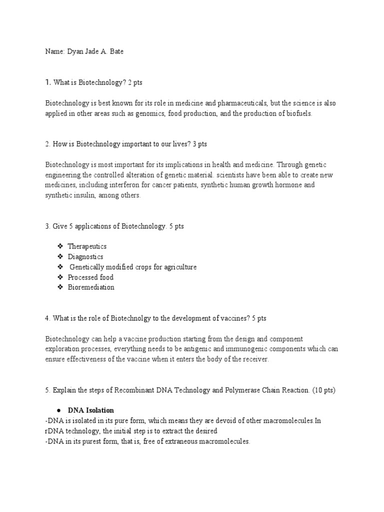 Performance Task | PDF | Recombinant Dna | Biotechnology