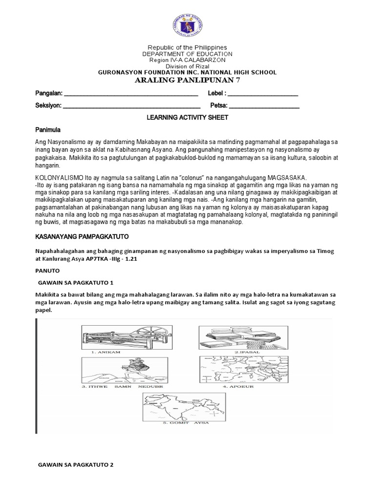 Ap7 Q3 Las Nasyonalismo | PDF