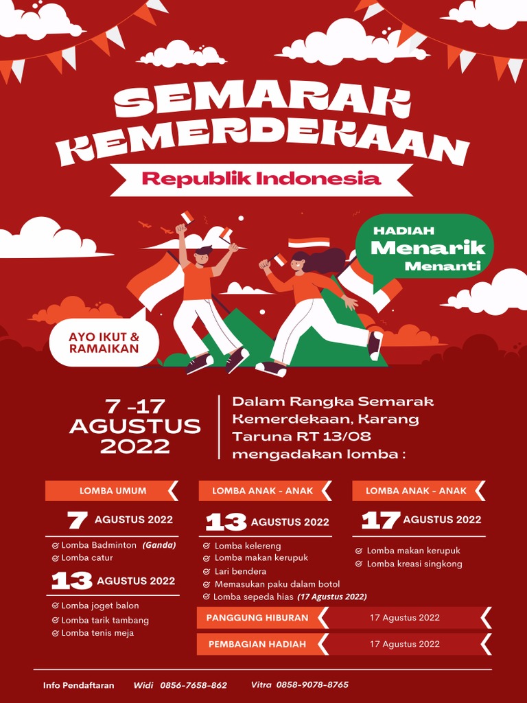 Merah Modern Ilustratif Lomba Agustusan Kemerdekaan Indonesia Poster | PDF