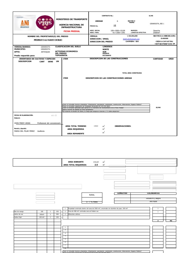 Anexo 1 Formato de Ficha Predial | PDF