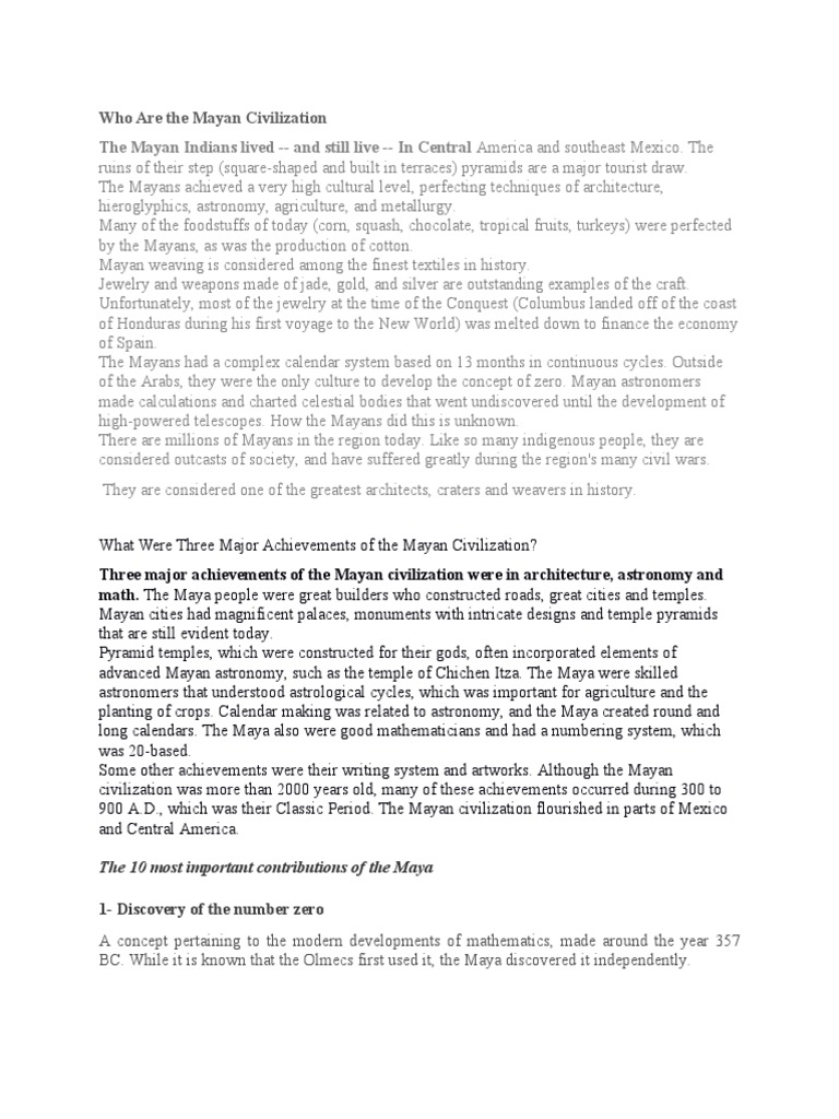 Mayan Civilization | PDF | Maya Civilization | Mesoamerica