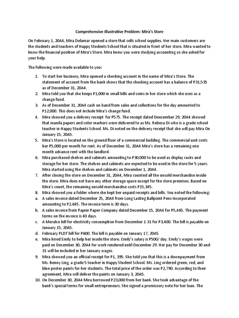 Comprehensive Illustrative Problem | PDF | Receipt | Economies