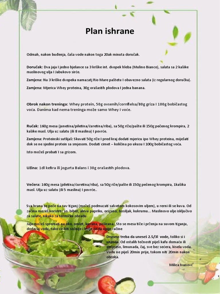 Plan Ishrane | PDF