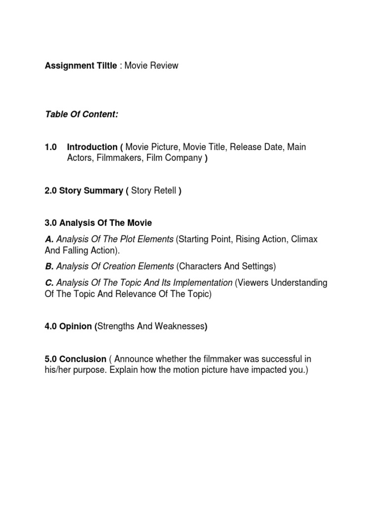 Assignment Tiltle (Movie Review) | PDF