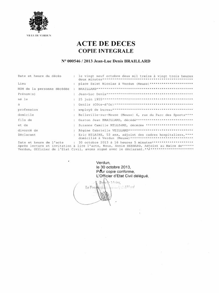 Acte de Deces | PDF