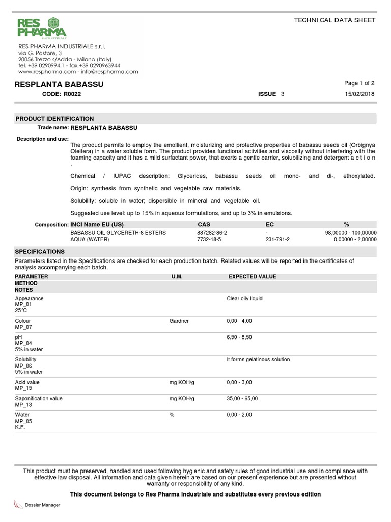 Babasu | PDF | Solubility | Water
