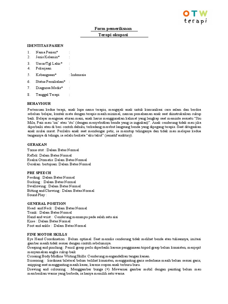 FORM OT Visit 2 Mynurz | PDF