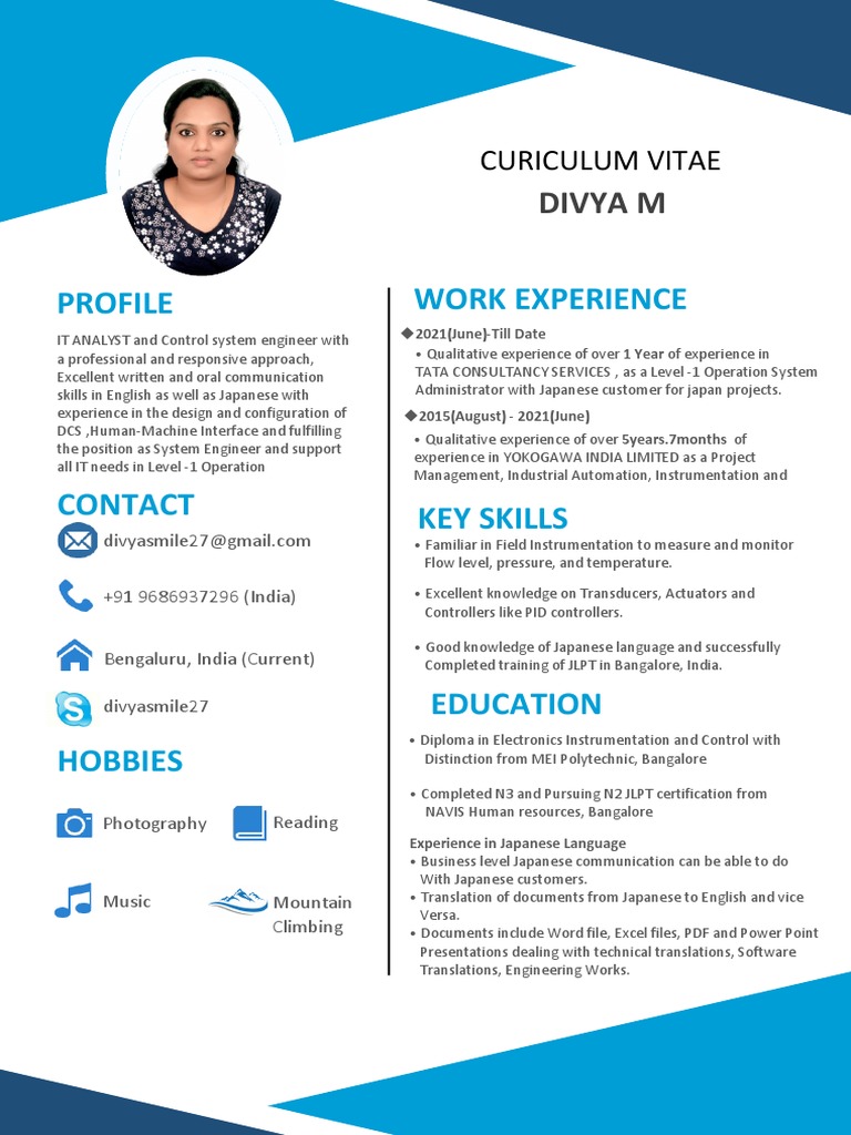 Divya M - en - Resume | PDF | Programmable Logic Controller | Systems Engineering