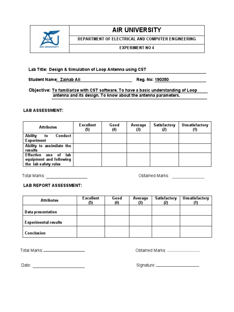 Lab No 4 - Report | PDF | Antenna (Radio) | Electromagnetic Radiation