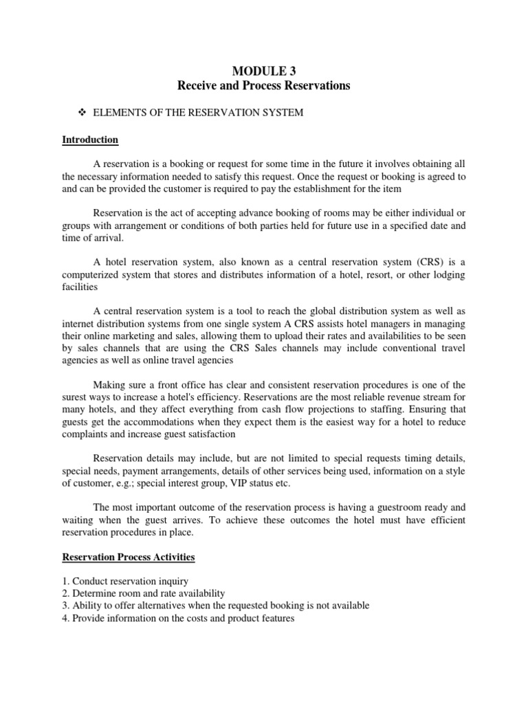 Module-3-Receive-and-Process-Reservations (3 Files Merged) | PDF ...