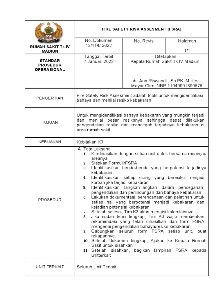 SPO Fire Risk Safety Assessment (FRSA) | PDF