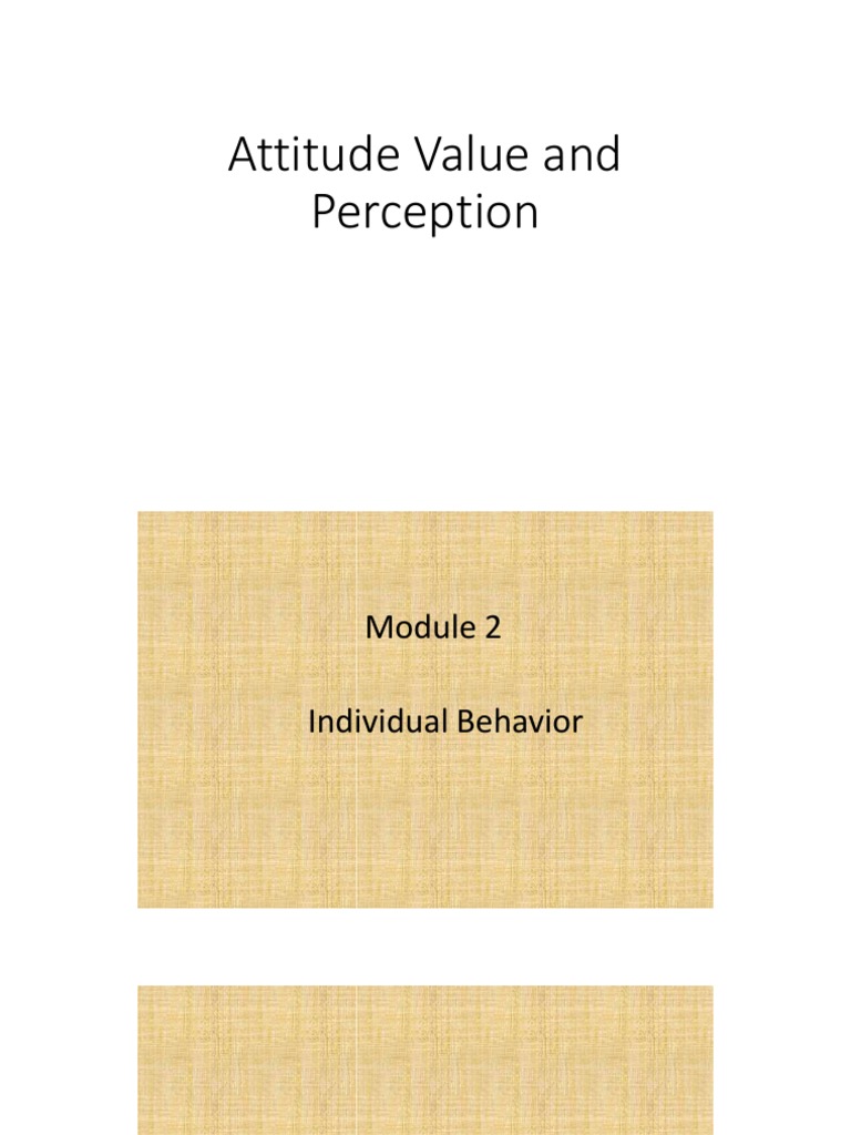 Attitude Value and Perception | PDF | Attitude (Psychology) | Perception