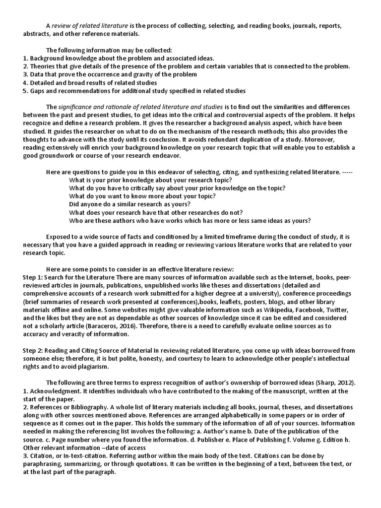 A Review of Related Literature Is The Process of Collecting | PDF ...