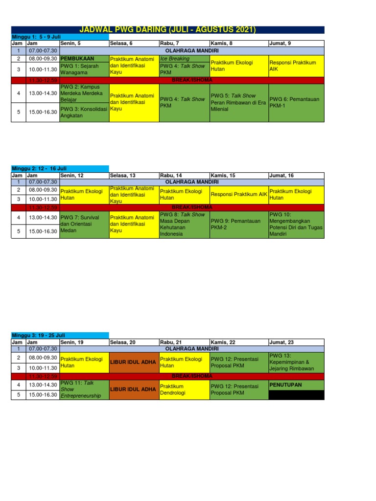 Jadwal PWG 2021 Final | PDF