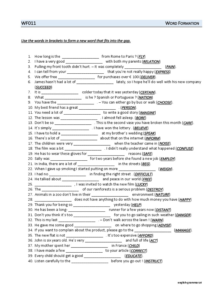 Word Formation Exercise | PDF