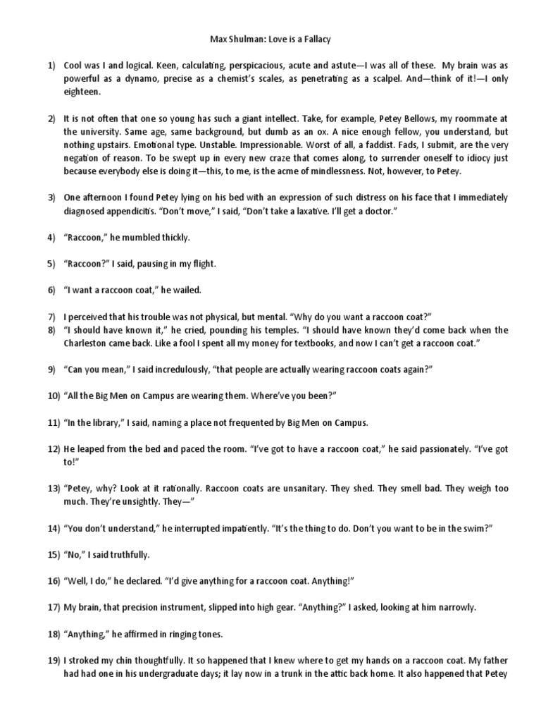 Love Is A Fallacy | PDF | Logic | Fallacy