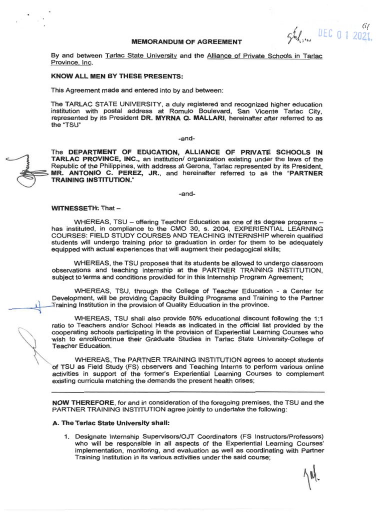 TSU field study certification | PDF | Educational Stages