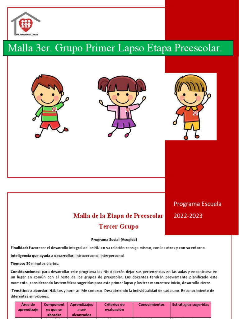 Malla 3er Grupo 1lapso - Docx PROGRAMAS | Descargar gratis PDF | Las emociones | Aprendizaje