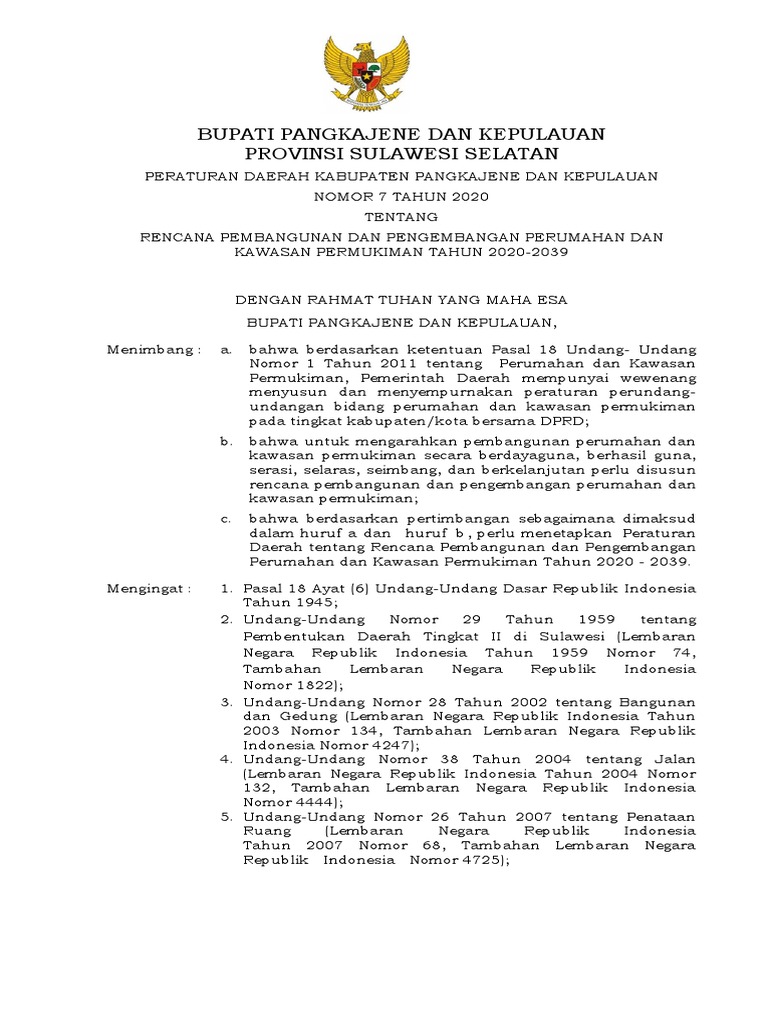 Perda No. 7 Tahun 2020 Kab. Pangkep | PDF