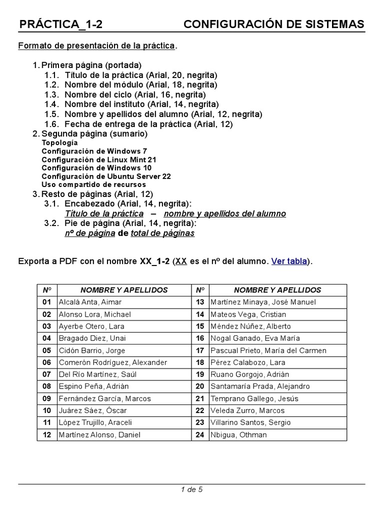Práctica 1-2 Configuración de Sistemas | PDF | Archivo de computadora | Protocolos de internet