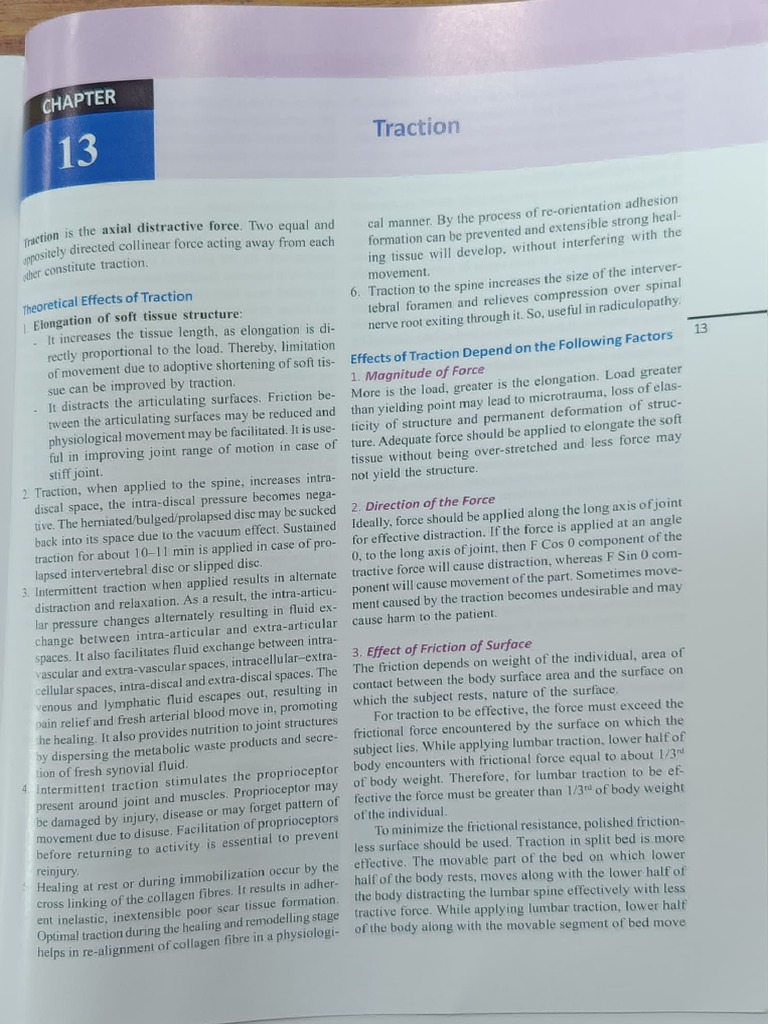 Traction | PDF | Anatomical Terms Of Motion | Vertebral Column