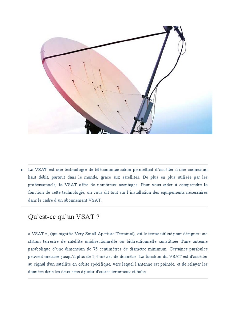 Technologie Vsat | PDF | Satellite | Télécommunications