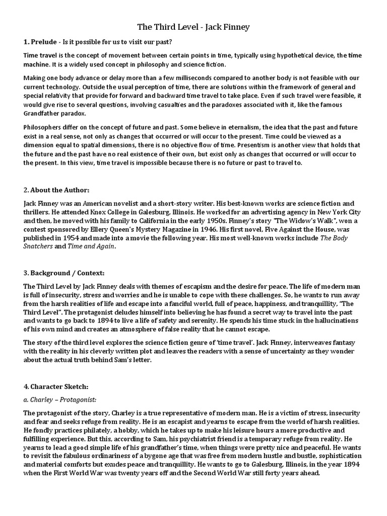 The Third Level - Project | PDF | Time | Time Travel