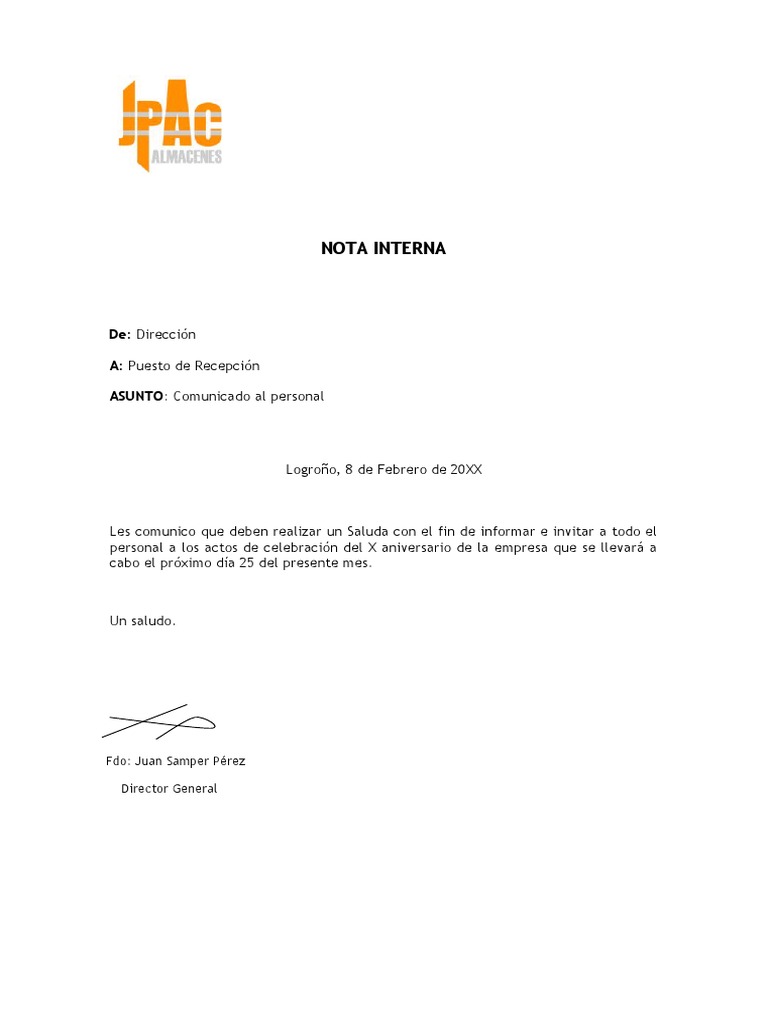 Nota Interna de Dirección | PDF