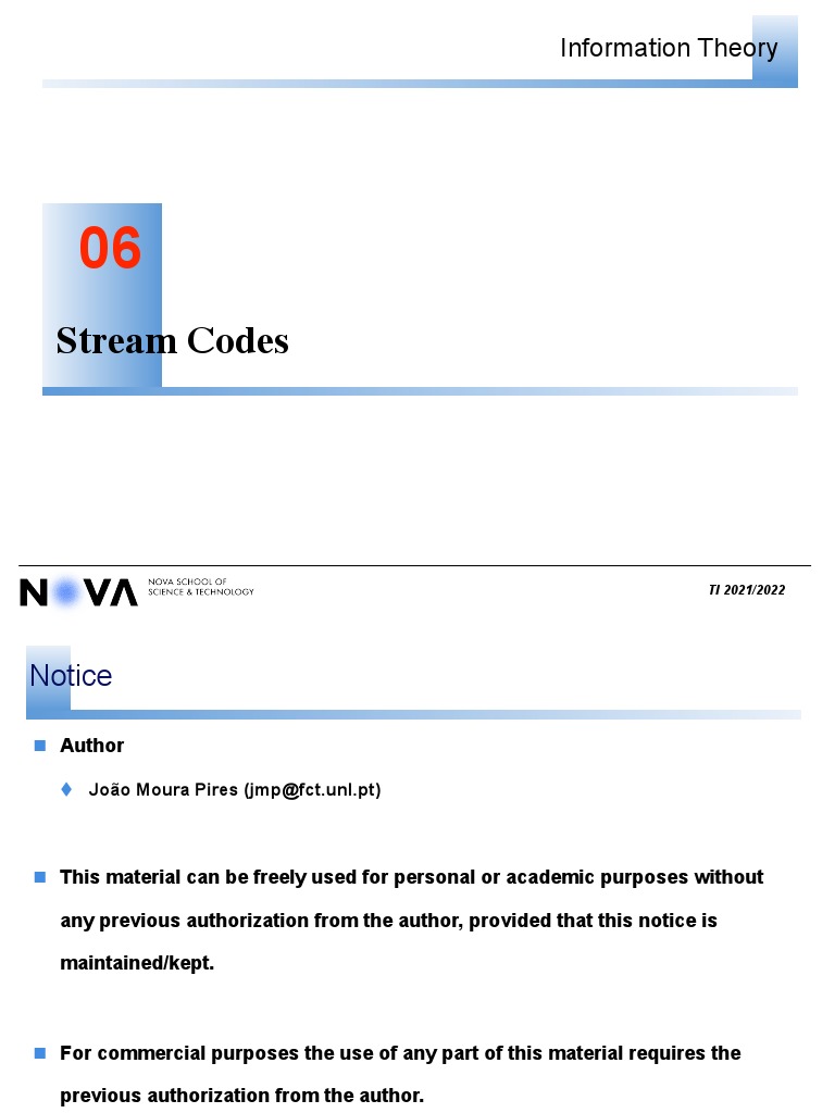 TI-06-Stream Codes | PDF | Data Compression | Computing