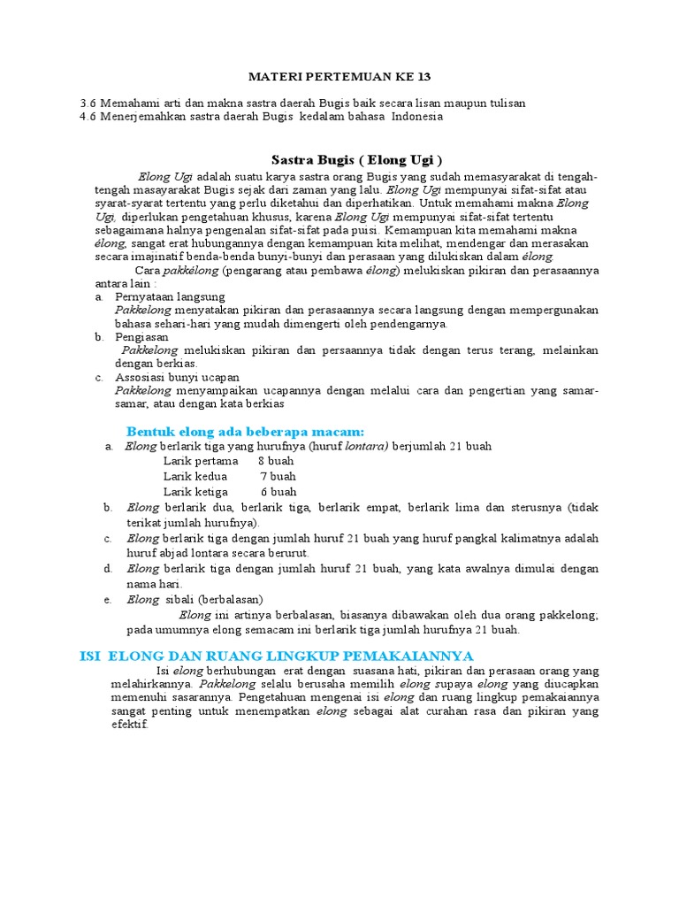 Sastra Bugis 1 | PDF | Seni & Disiplin Bahasa