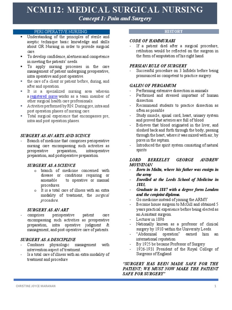 Medical Surgical Nursing Module 18 | PDF | Surgery | Infection