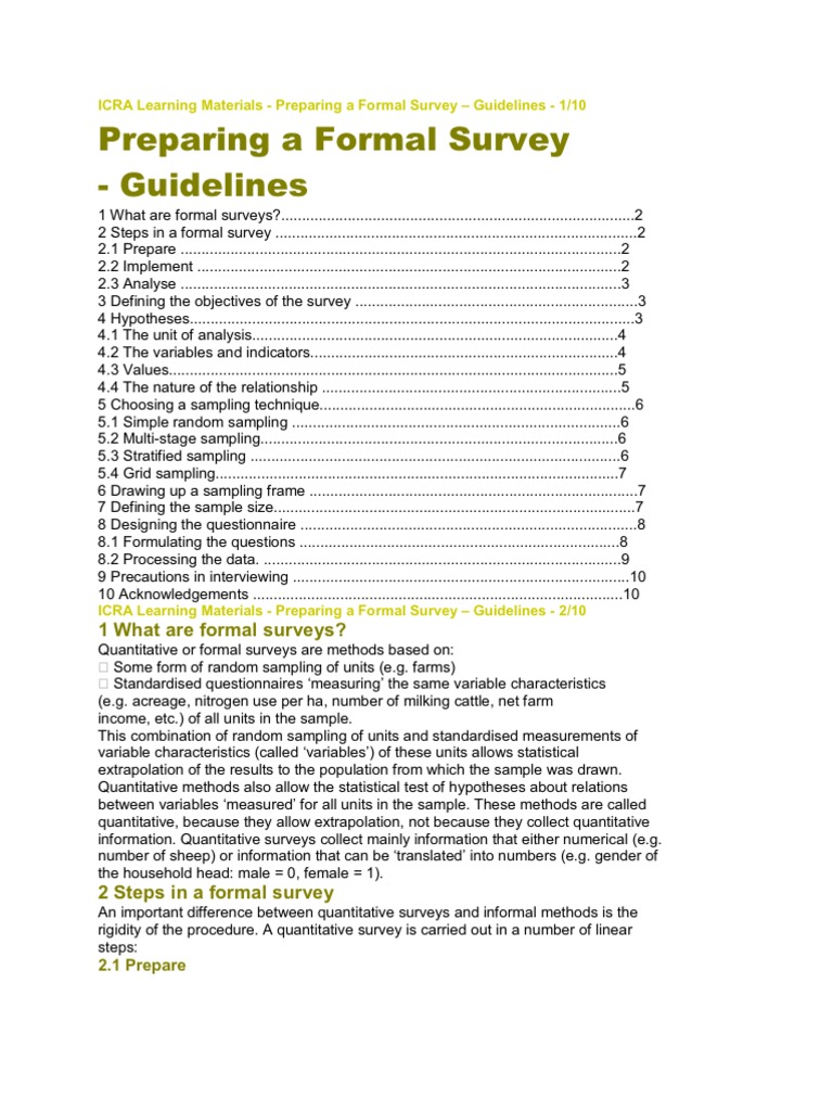 Formal Questionnaire Design Guide | PDF | Sampling (Statistics ...
