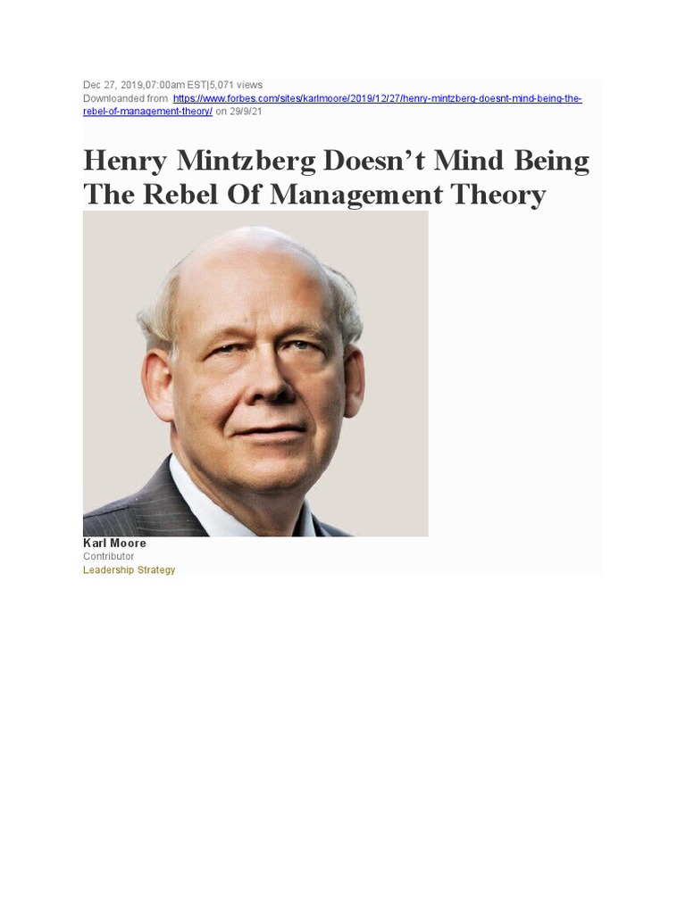 Henry Mintzberg Article From Forbes Magazine | PDF | Leadership
