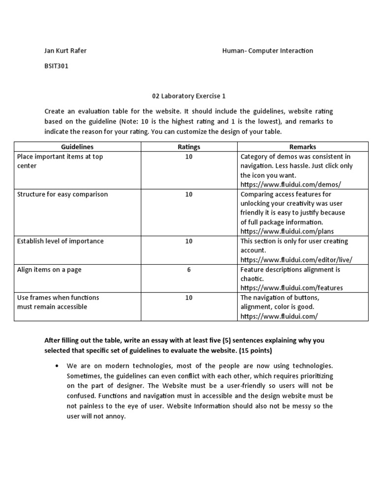 02 Laboratory Exercise 1 HCI | PDF | Human–Computer Interaction | Usability