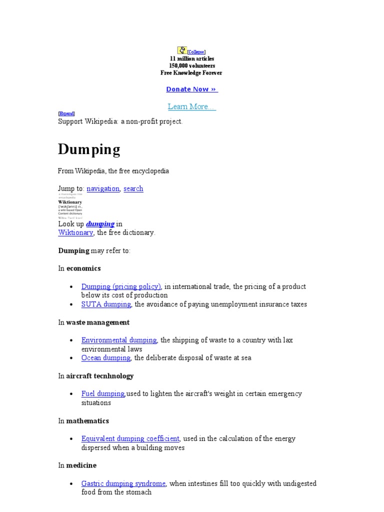 Dumping | PDF | Finance & Money Management | Politics
