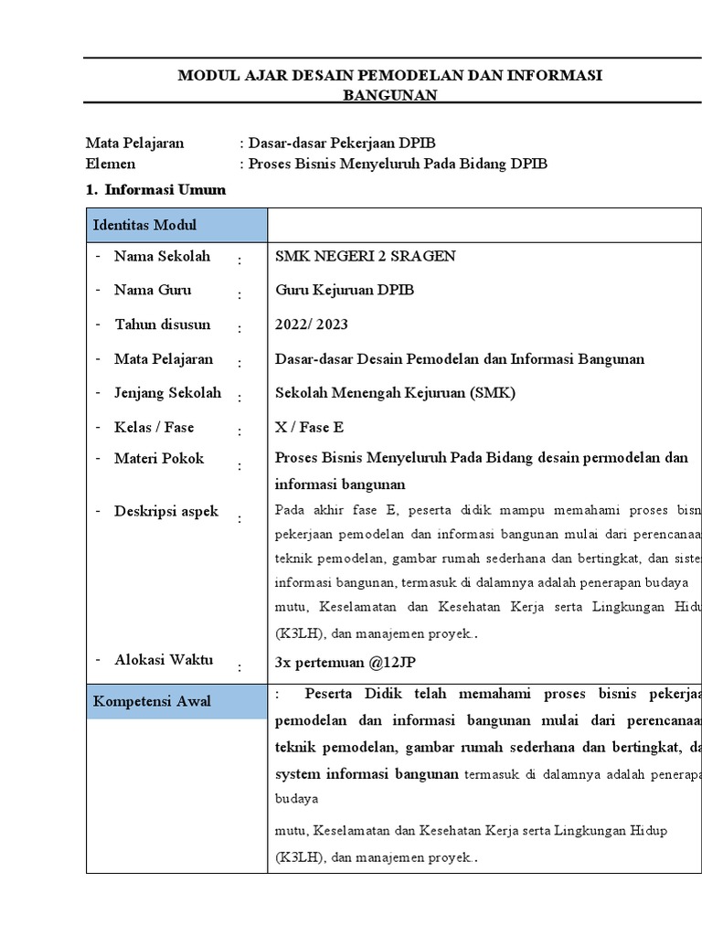 Modul Ajar Elemen 1 Rev | PDF