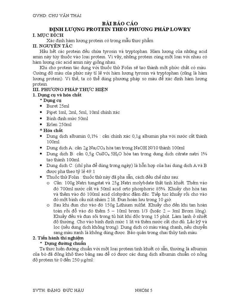 Dinh Luong Protein Theo Phuong Phap Lowry | PDF