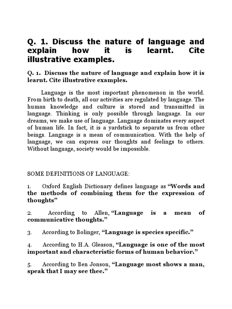 Nature and Definition of Language | PDF | Speech | Symbols