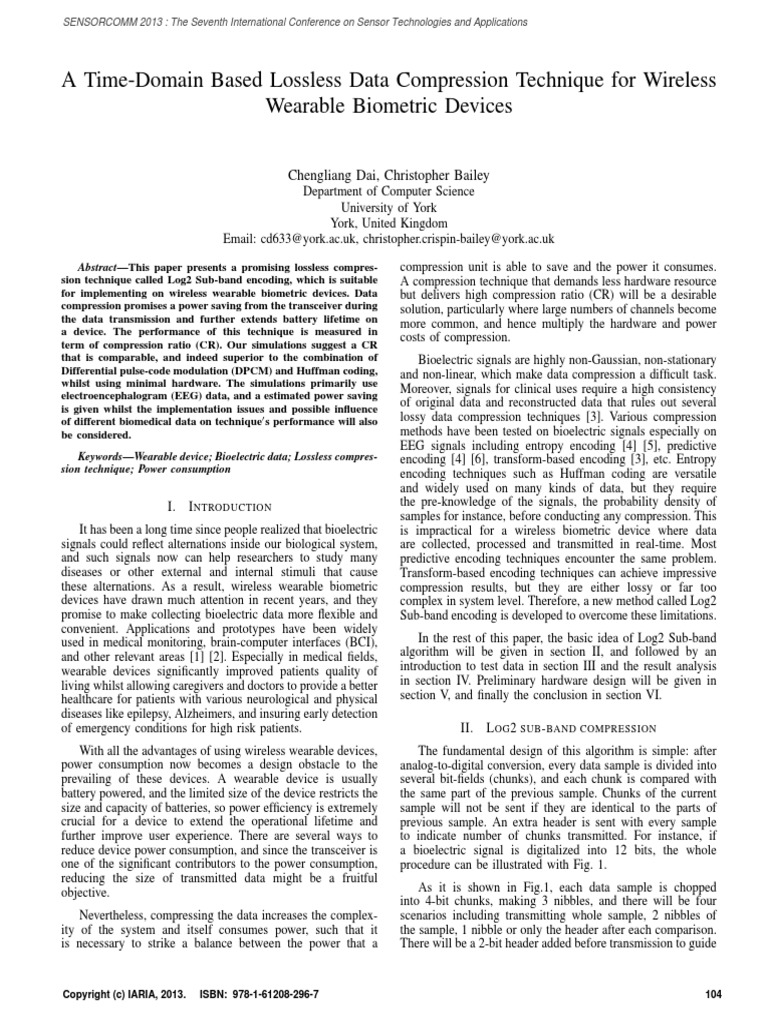 A Time-Domain Based Lossless Data Compression Technique | PDF | Data Compression ...