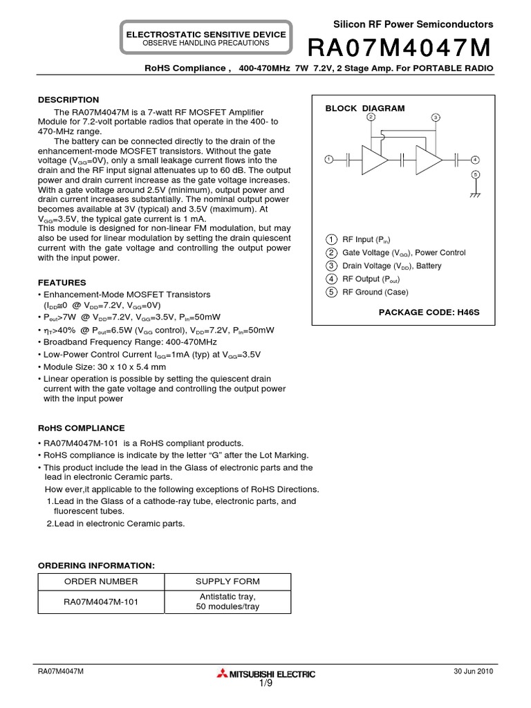 Analyzing the Performance of the RA07M4047M 7-Watt RF MOSFET Amplifier ...