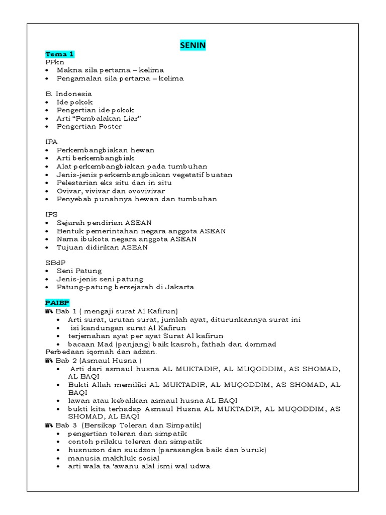 Kisi-Kisi PTS Level 6 | PDF