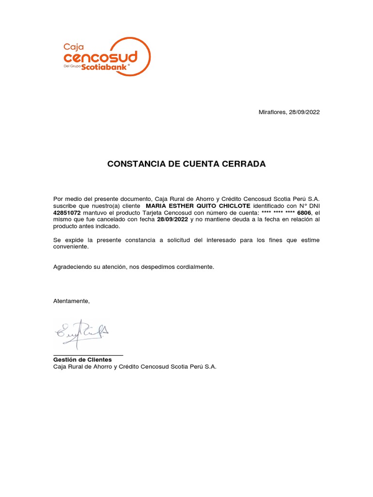 Cuenta Cerrada | PDF