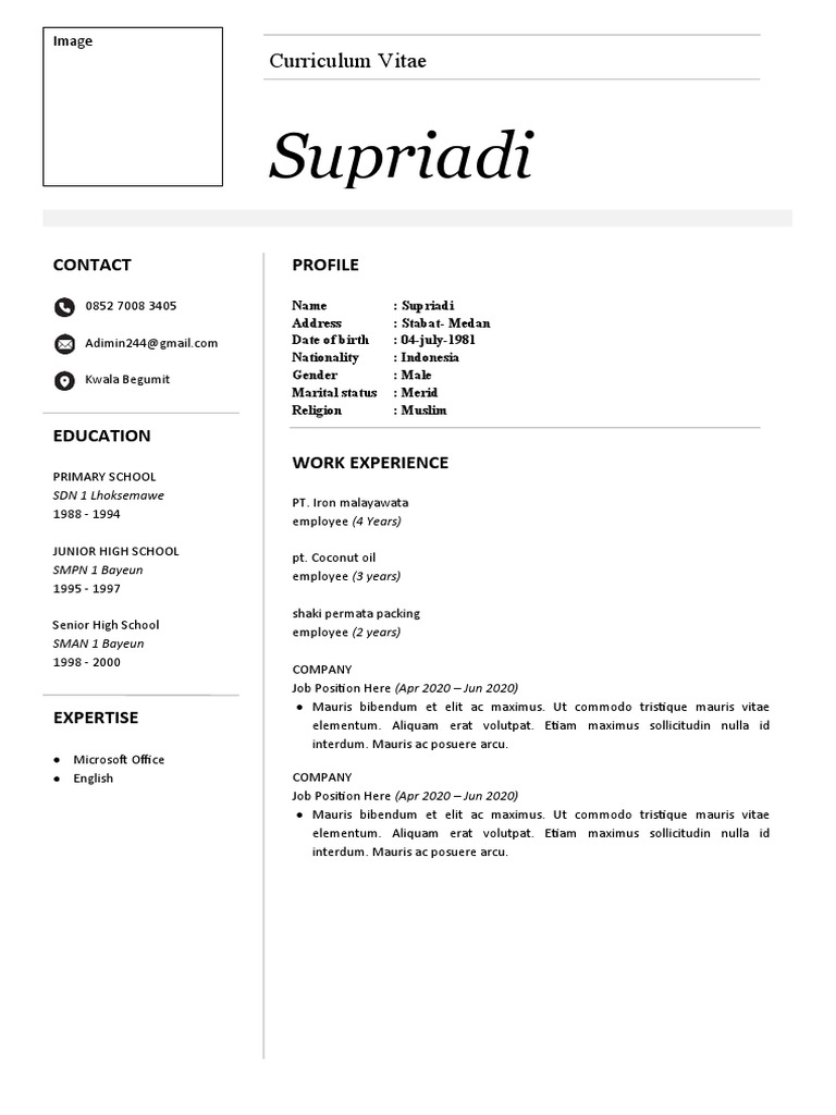 Supriadi: Curriculum Vitae | PDF